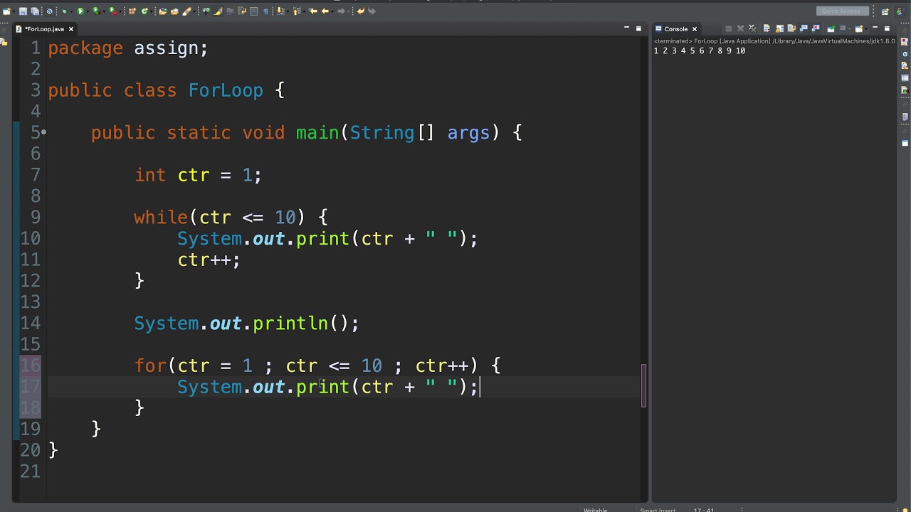 Java For Loop Counter