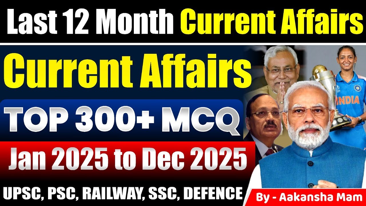 Last 12 Months Current Affairs 2025 Mcqs January 2025 To December