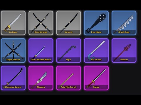 Showcasing All Swords From The First Sea Blox Fruits Bloxfruits