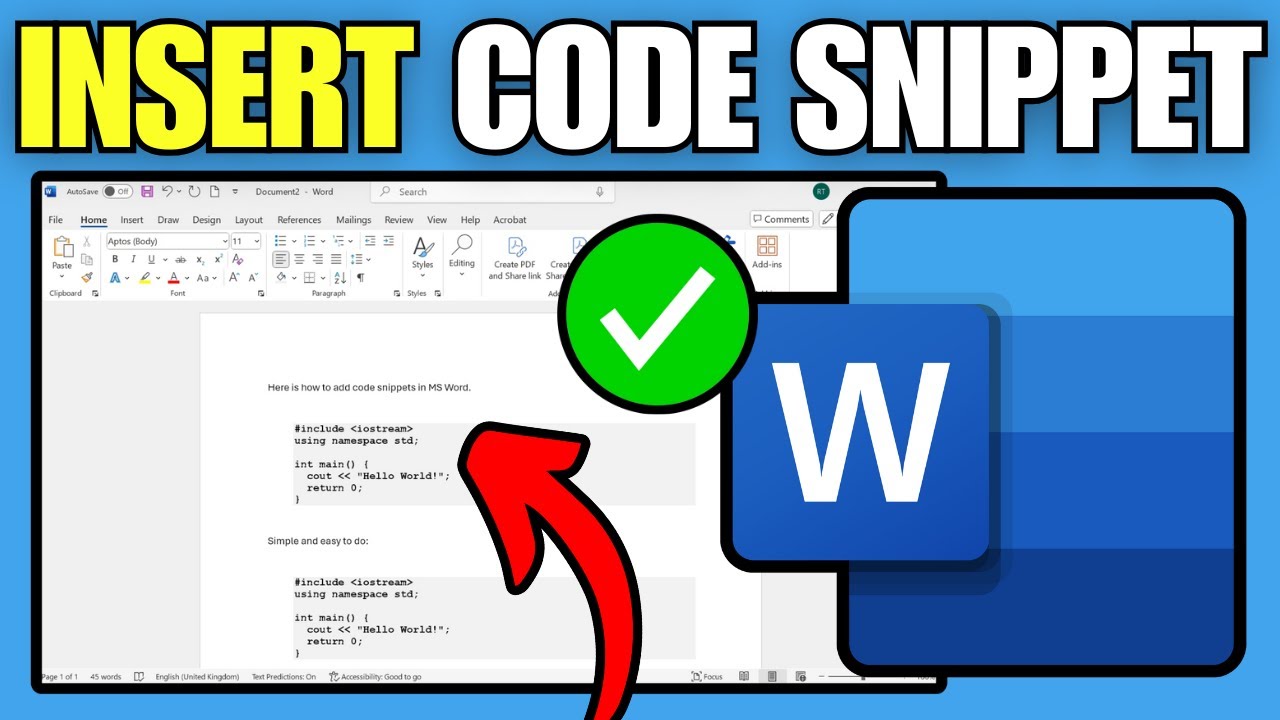 How To Add Code Snippet In Word Document With Format Youtube