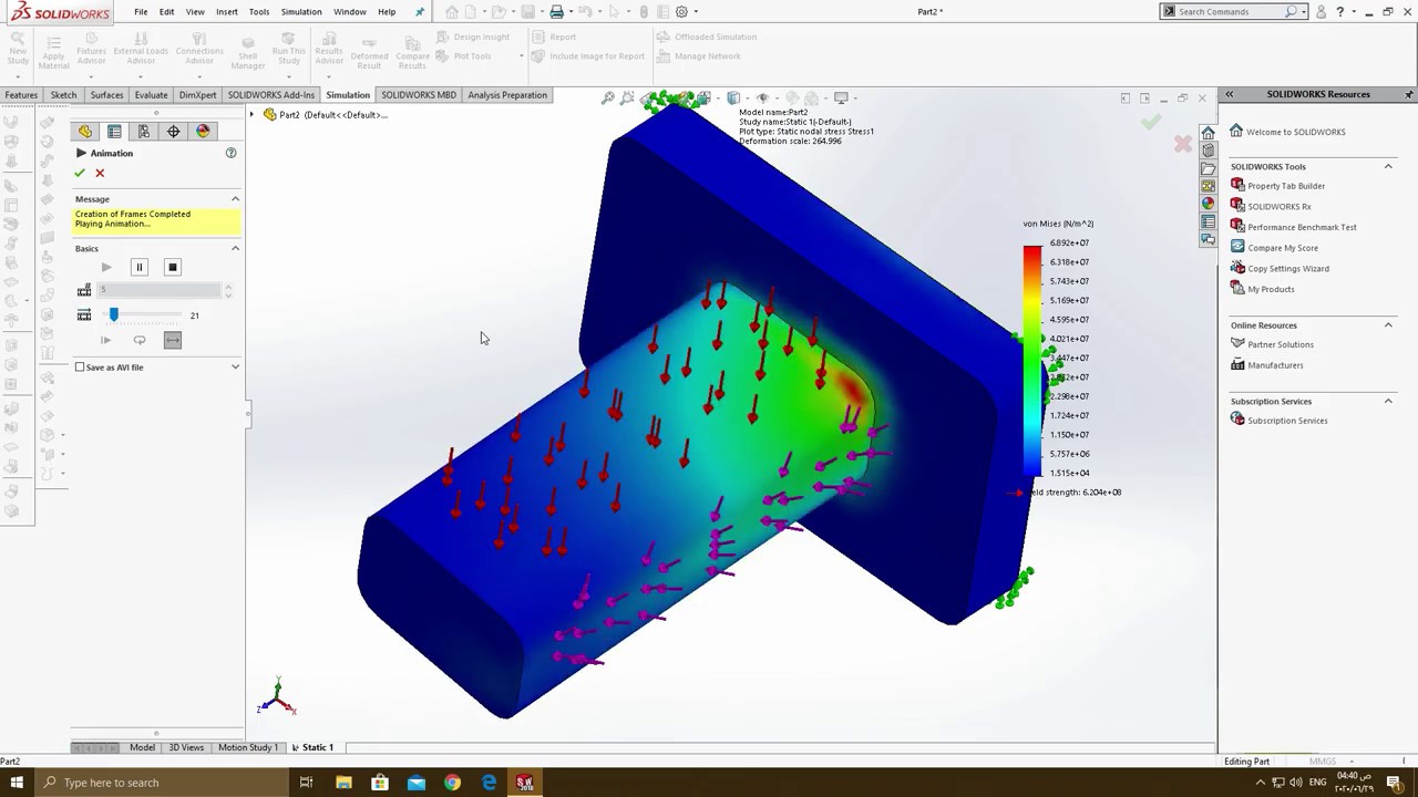 Solidworks Static Simulation Youtube