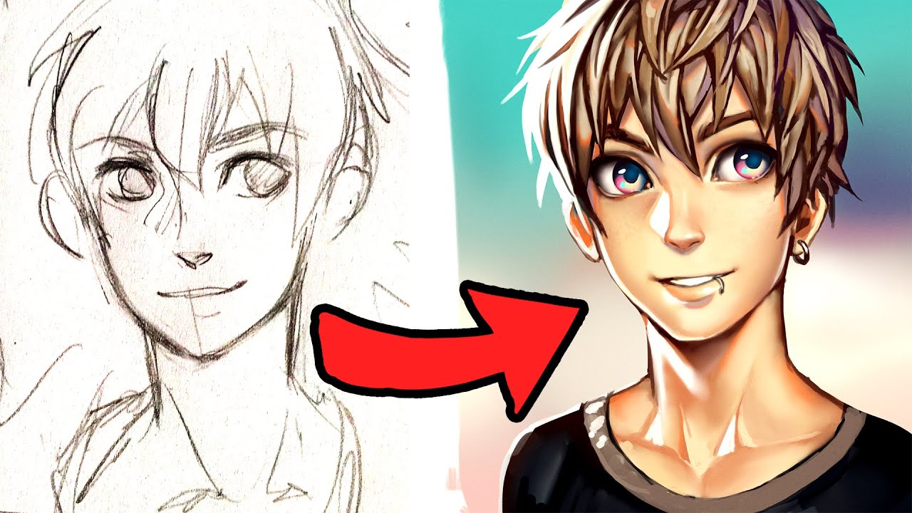 Digital Art From Pencil Sketch Photoshop Speedpaint Youtube