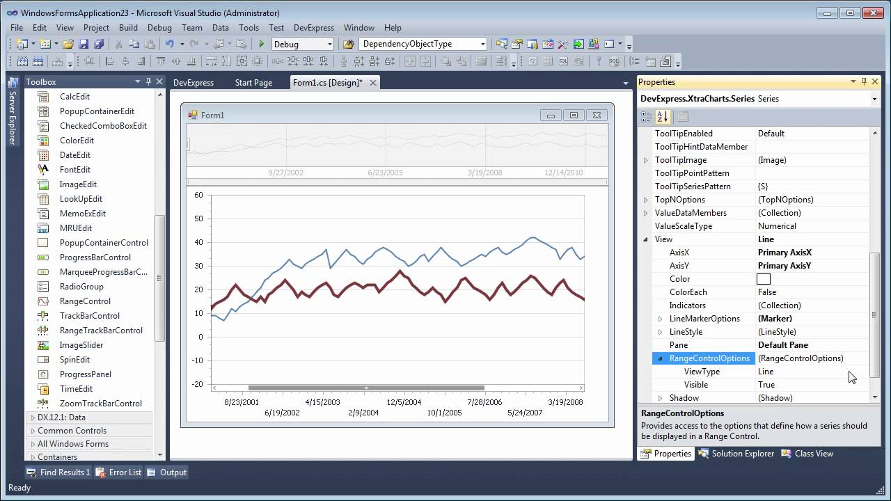 Winforms Charting Integration With A Range Control Youtube