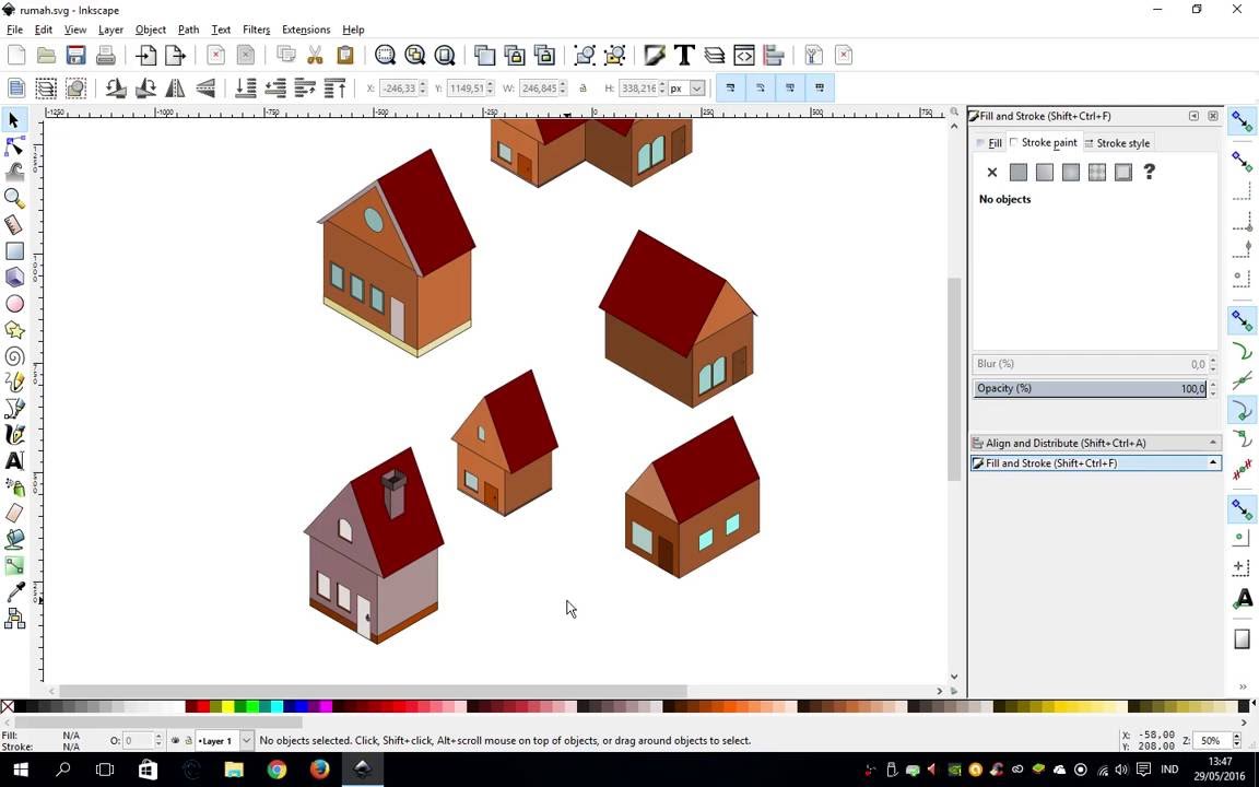 Inkscape Isometric Simple House Tutorial Menggambar Bangunan