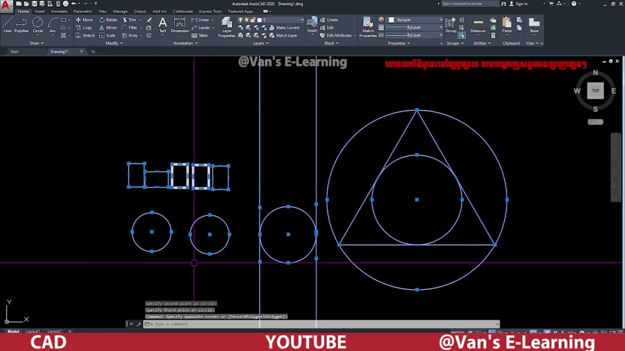 Autocad Ep03 Command Rectange Circle бћљбћ бџђбћ бћ бџ бћљбћѕcommand Rec C Van S E