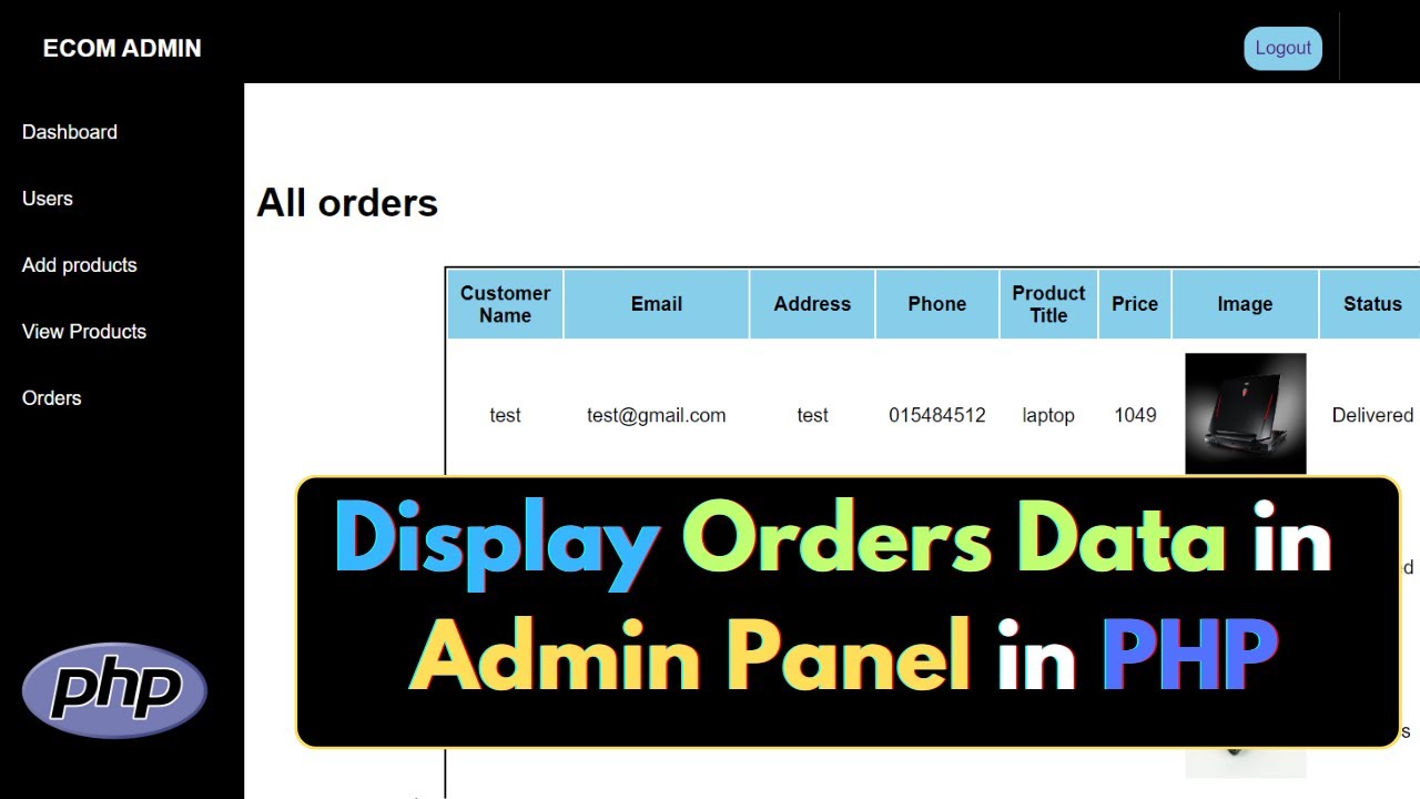 Show All Order Data From Database In Admin Using Php Php E Commerce