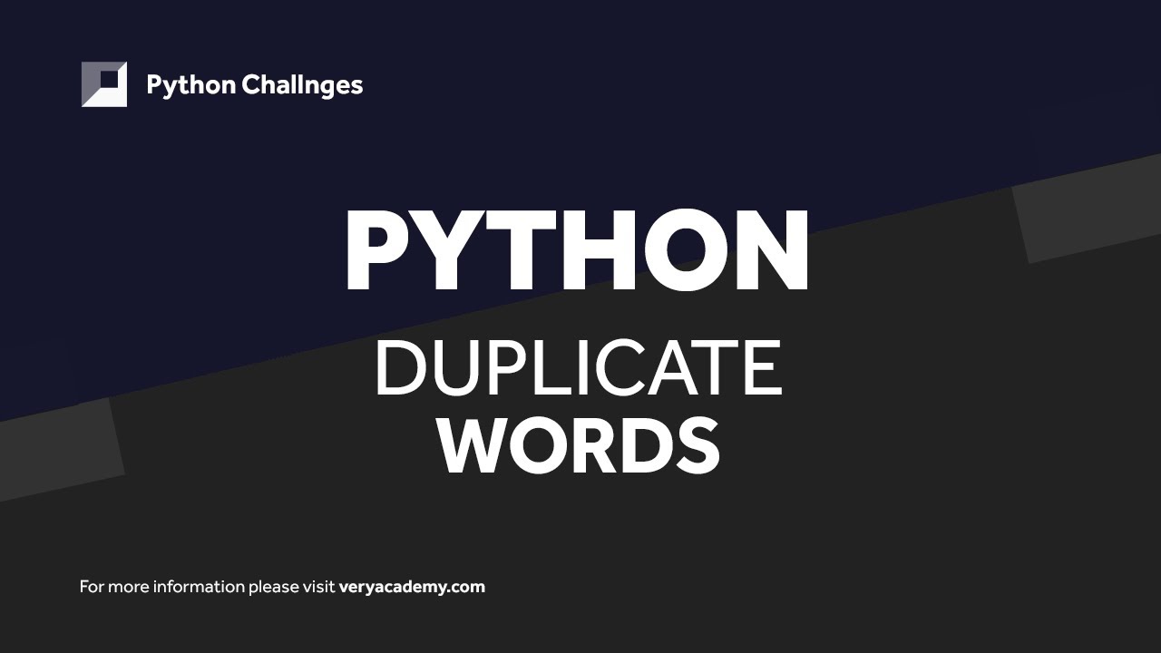 Python Challenge Duplicate Words Youtube