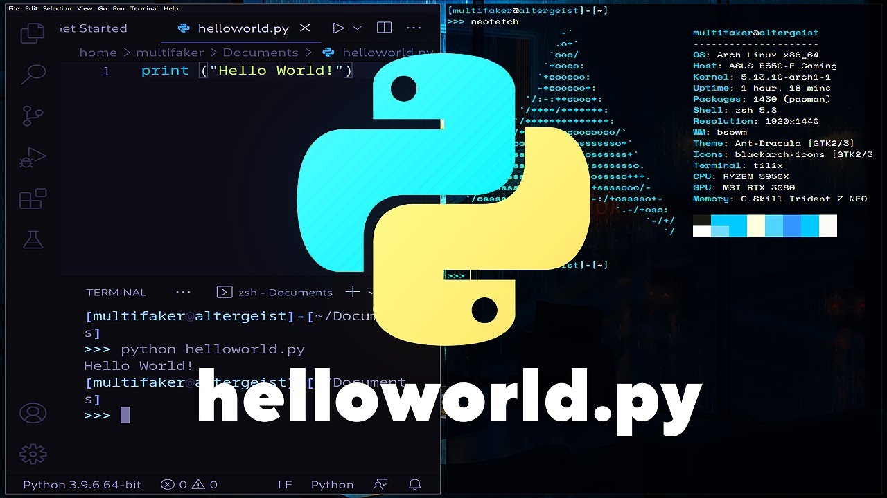 Hello World In Python Learn Python Youtube