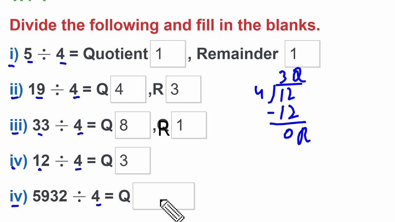 Maths Class 4 Division Youtube