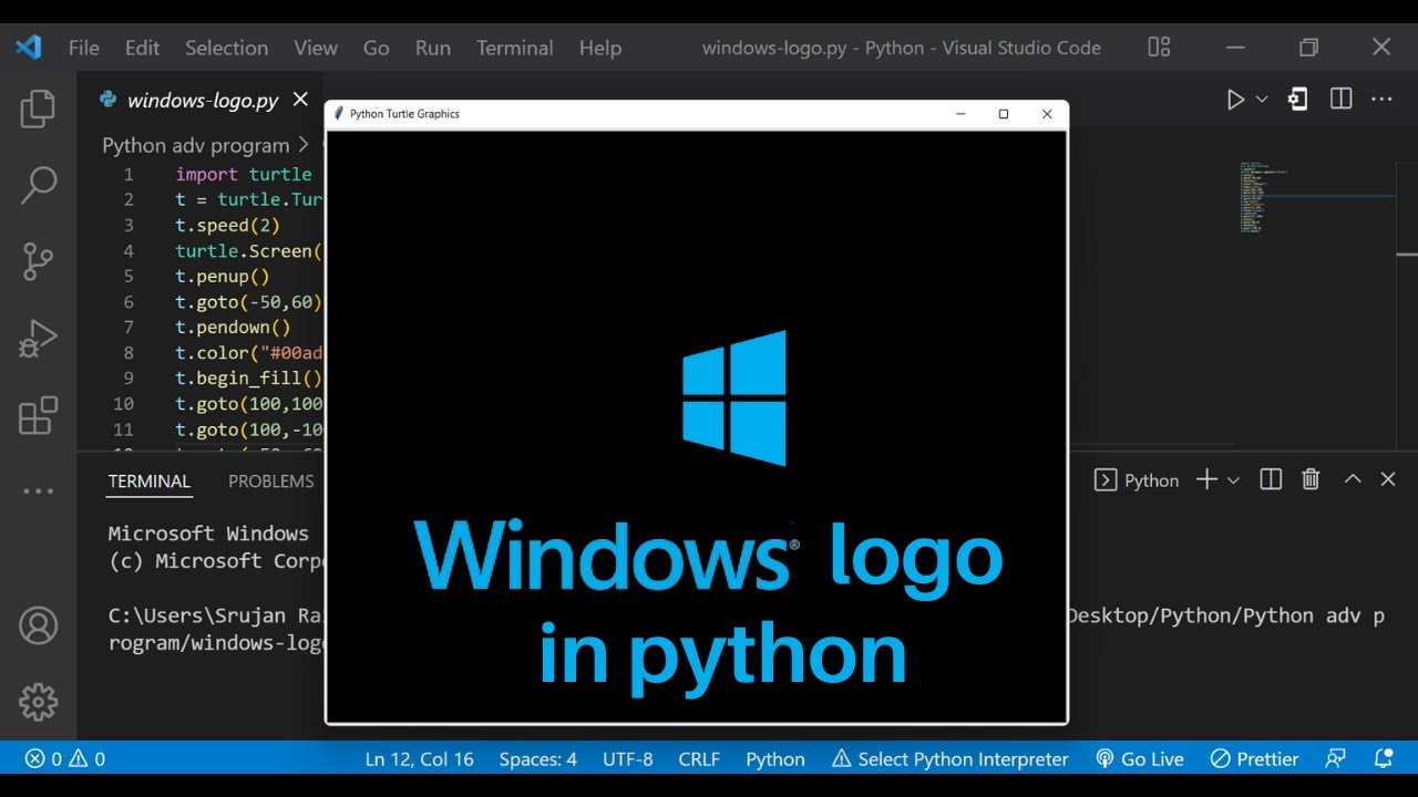How To Draw Windows Logo Using Python Turtle Microsoft Windows 10