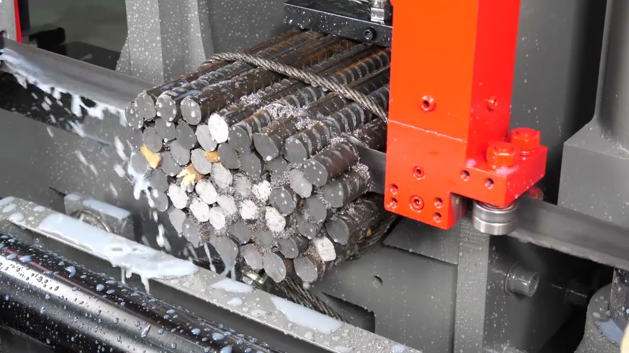Semi Automatic Horizontal Type Rebar Cutting Band Saw Machine Youtube