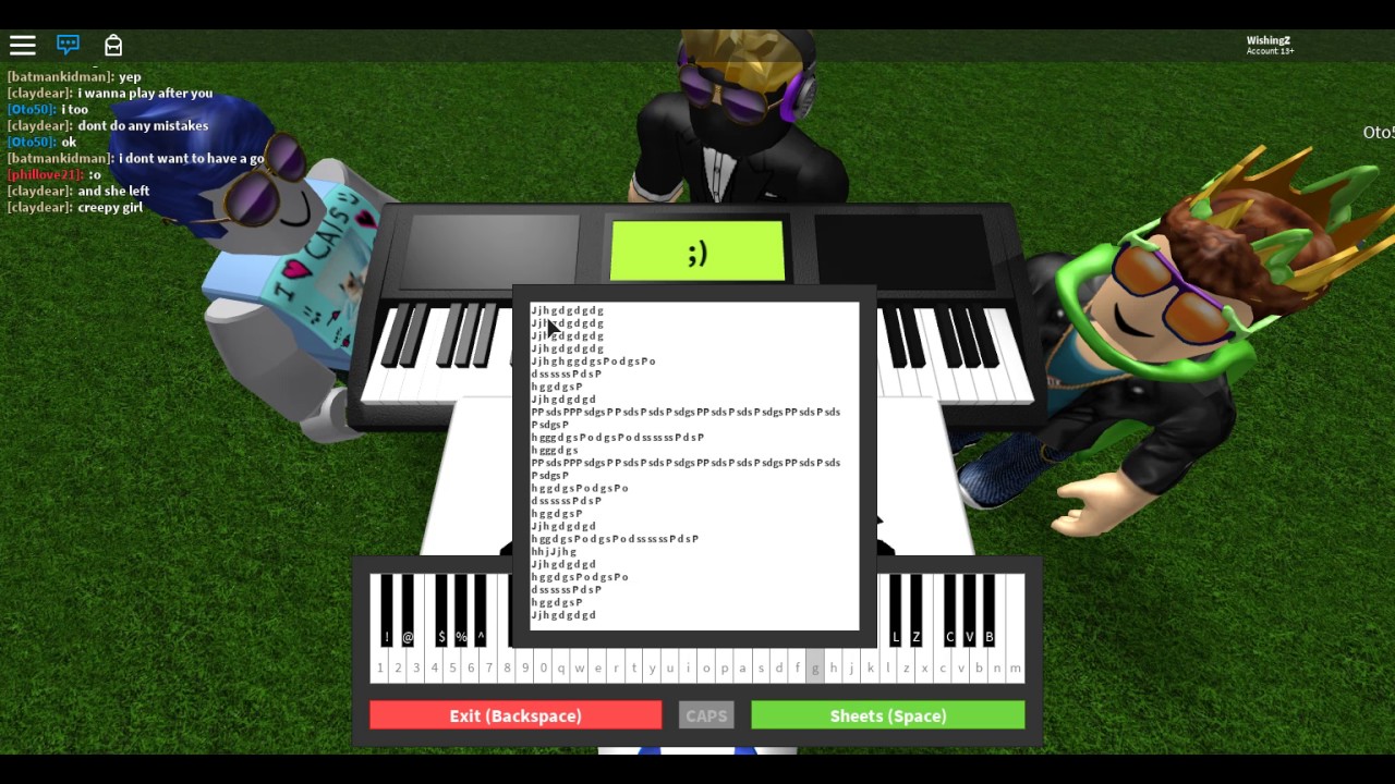 Roblox piano sheets minecraft