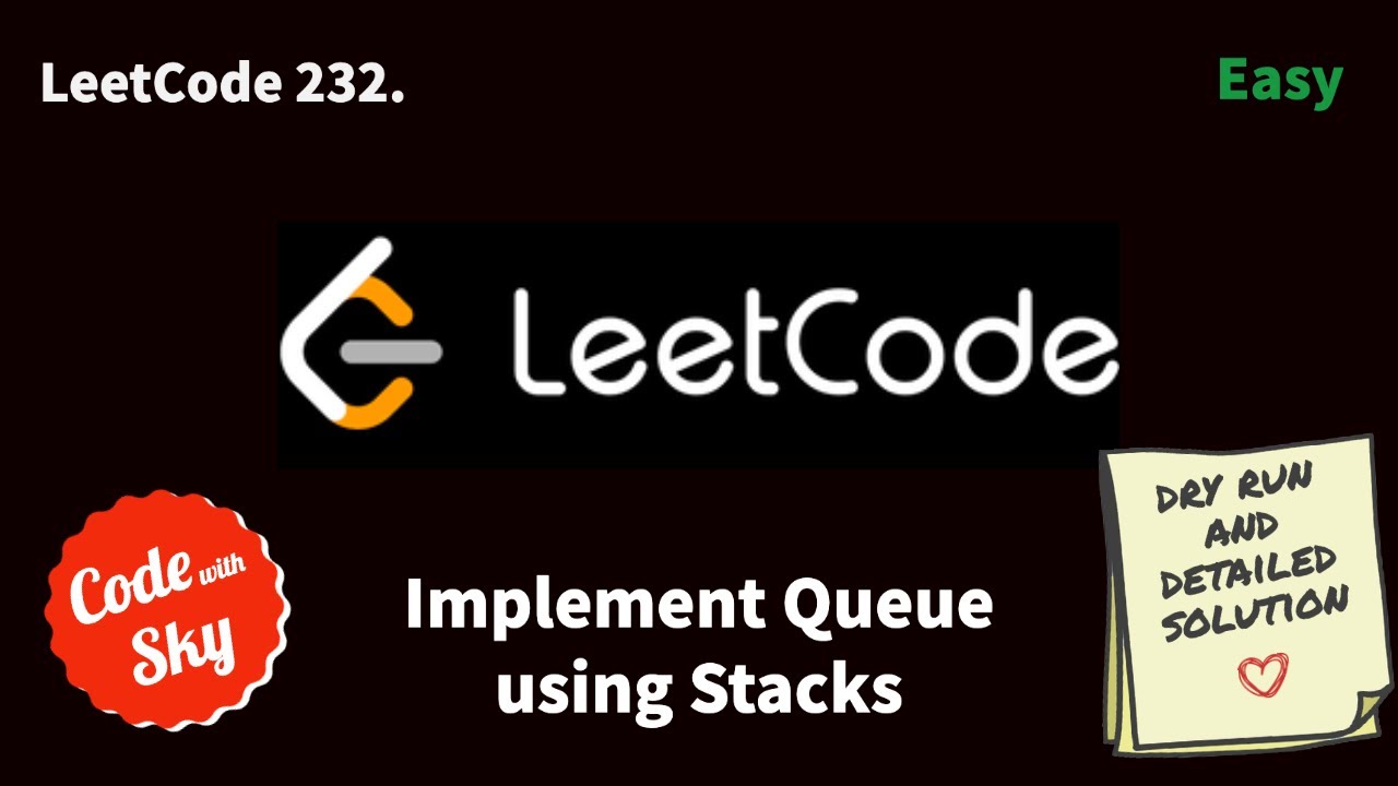232 Implement Queue Using Stacks Leetcode C Hindi Youtube