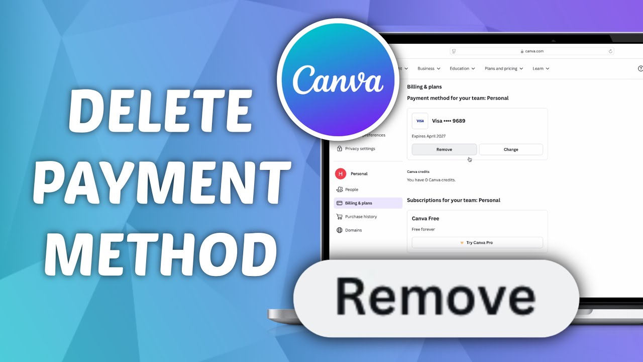 How To Delete Payment Method On Canva Youtube