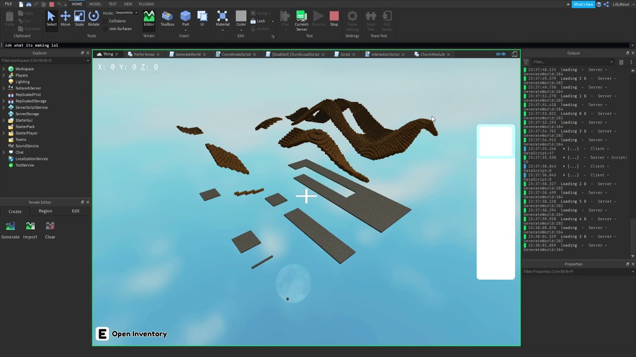 Roblox Terrain Procedural Generation Test Youtube