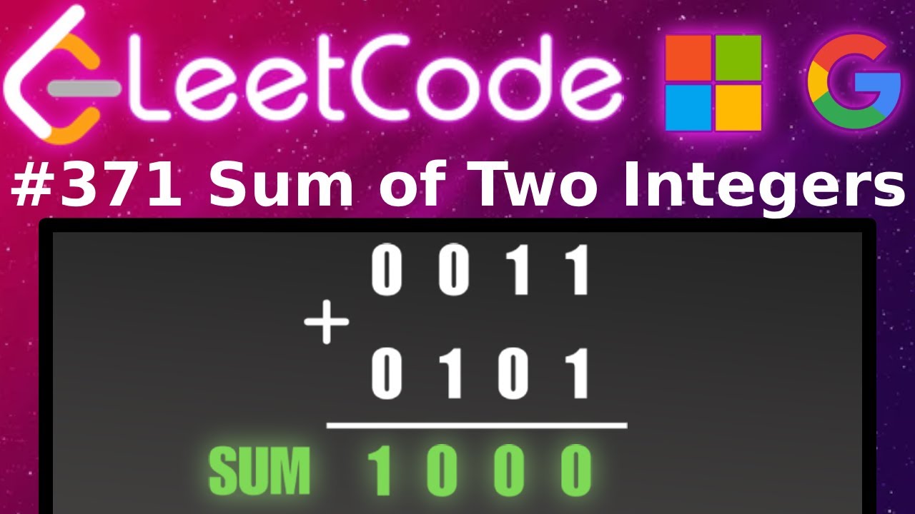 Animated Leetcode 371 Sum Of Two Integers Blind 75 Python