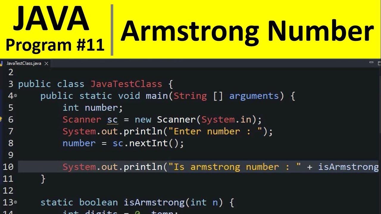 Java Program 11 Find Armstrong Number In Java Youtube