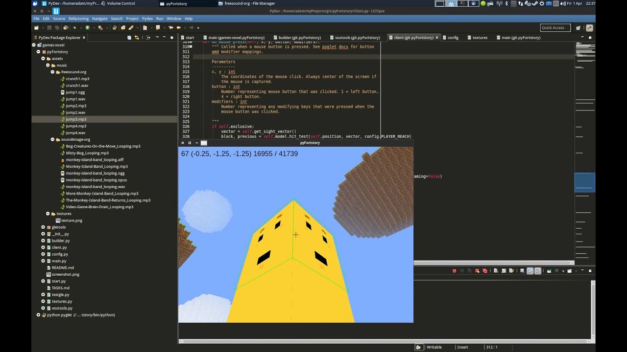 Python Pyglet Voxel Game Fort Story 0 Youtube