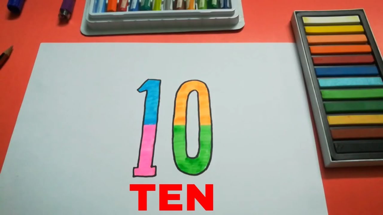 Draw Ten 10 Step By Step For Kids L Drawing Number Youtube