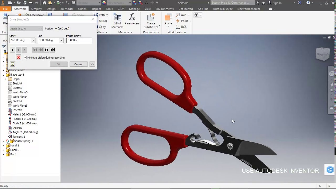 Scissors Model Make Dynamic And Adaptive In Autodesk Inventor Youtube