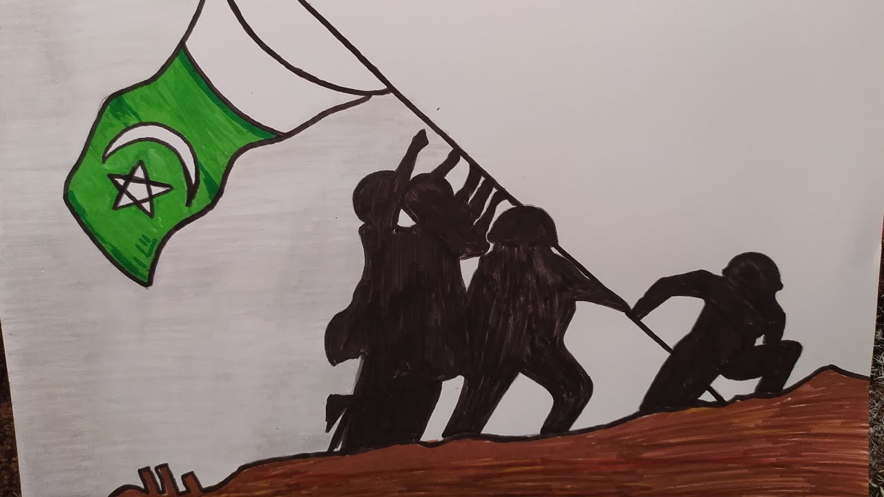 How To Draw Pakistani Army With Pakistan Flag Drawing Pakistani