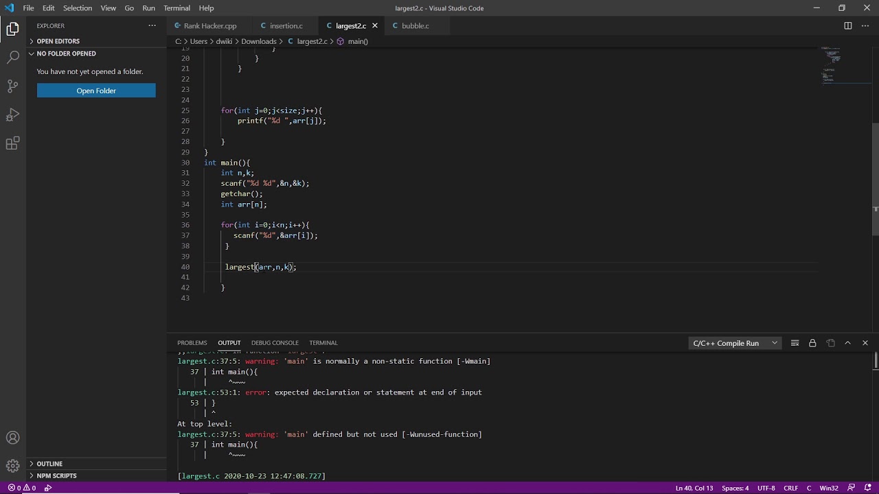 Largest Permutation Hackerannk Youtube