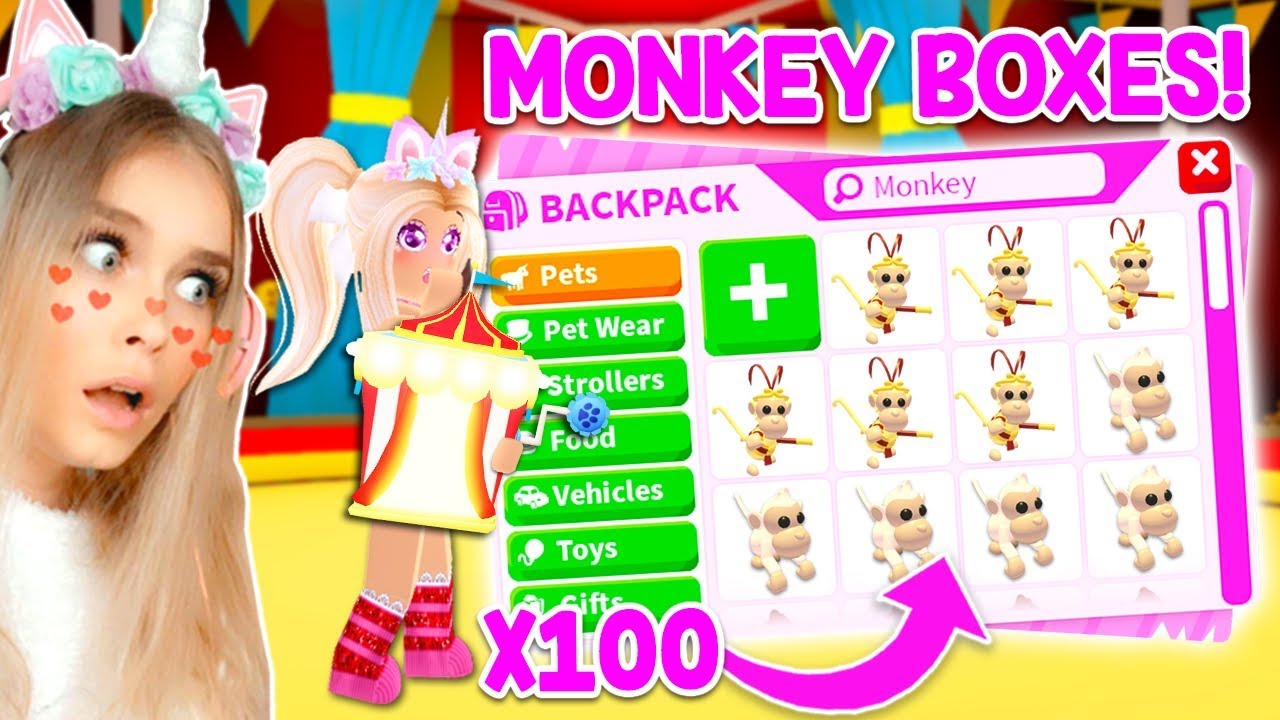 Opening 100 Monkey Boxes To Get Legendary Monkeys In Adopt Me Roblox