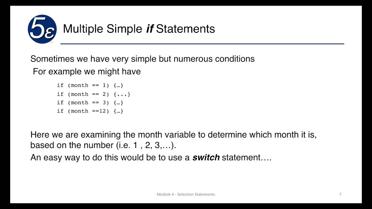 Introduction To Java Module 4 Selection Statements Youtube