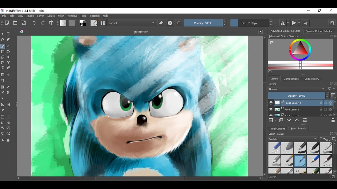 Sonic The Hedgehog Painting Using Krita Painting Ms Paint Sunil