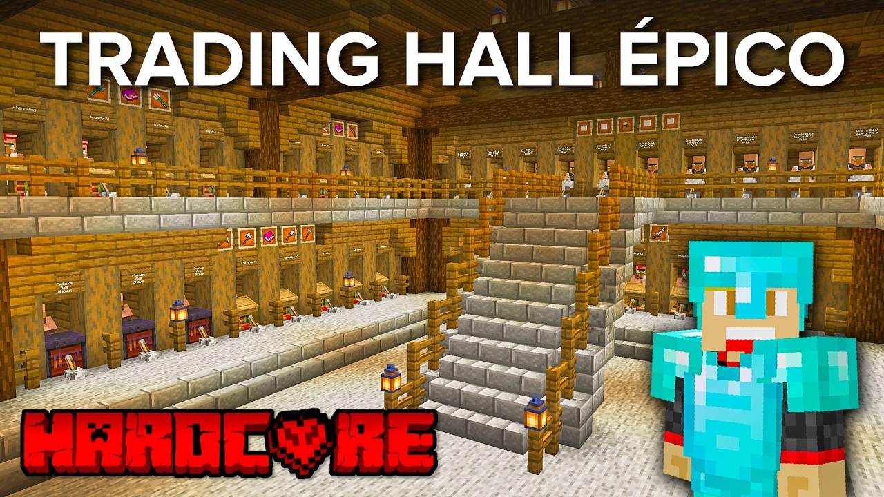 Construí Un Trading Hall Con 50 Aldeanos En Minecraft Hardcore Youtube