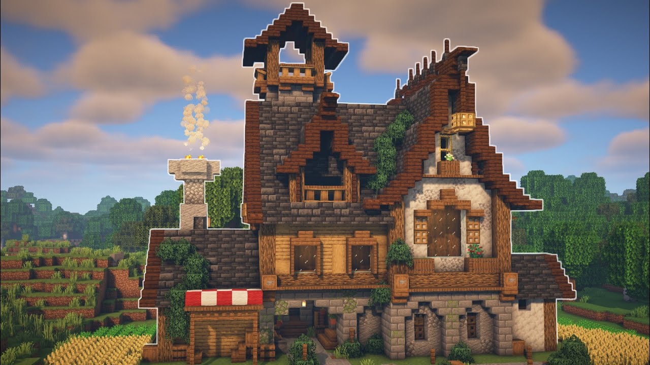 How To Build A Simple Medieval House In Minecraft Youtube
