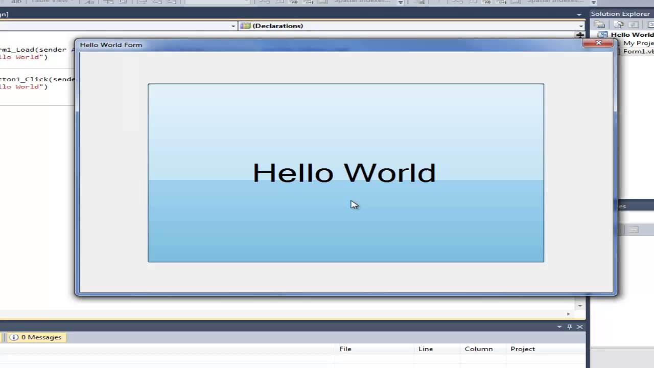 Hello World Program In Visual Basic Youtube