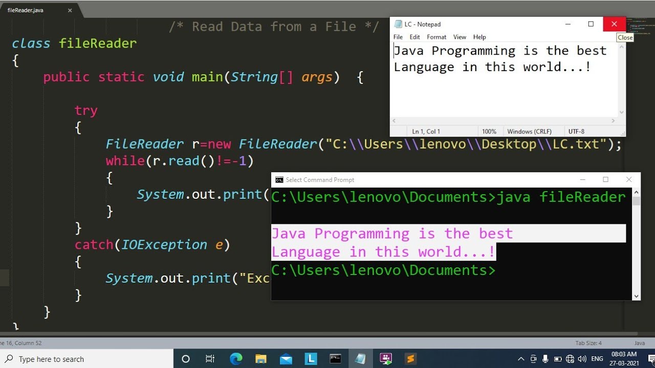 Java Program To Read A Text From File Learn Coding Youtube