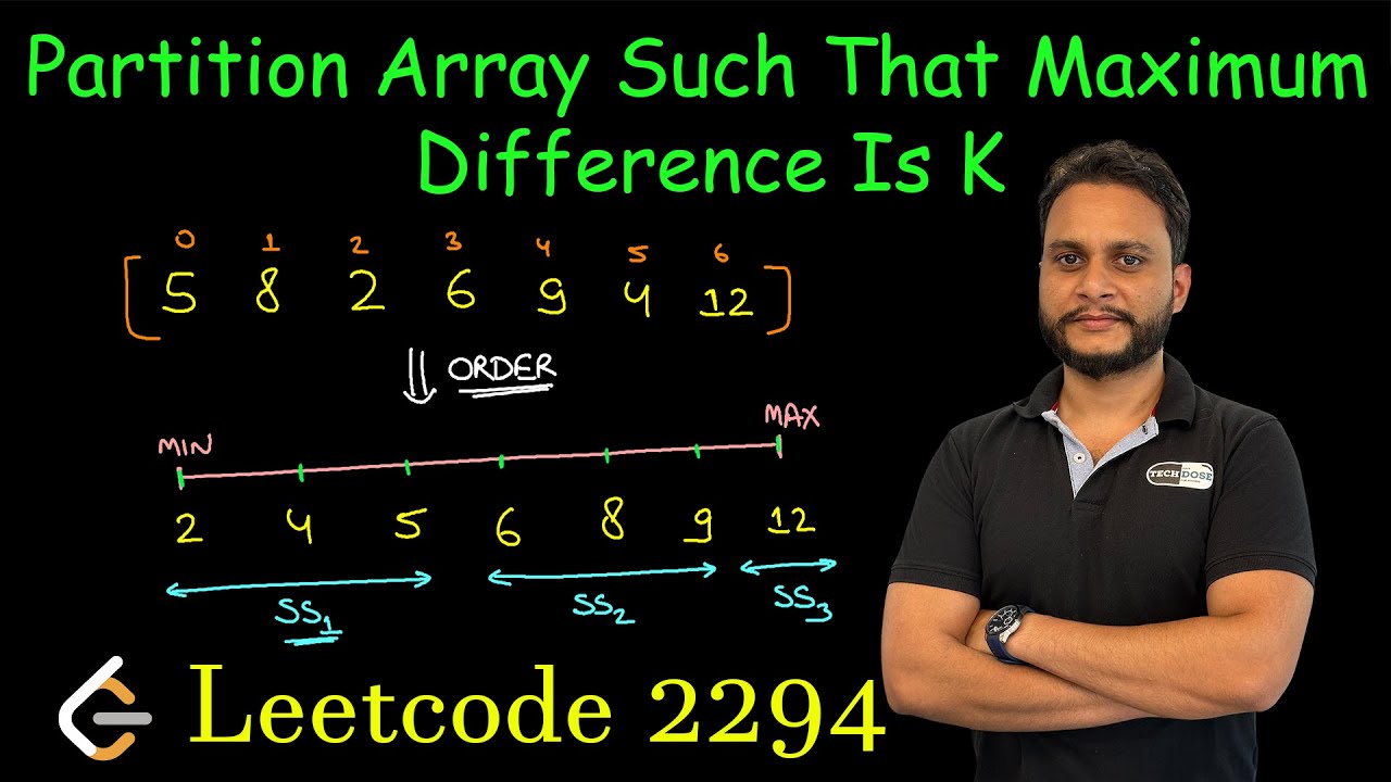 Partition Array Such That Maximum Difference Is K Leetcode 2294 Youtube