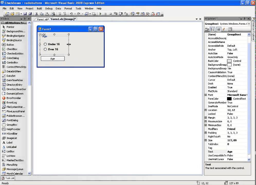 Vb Net Tutorial 9 Radio Button And Check Box Visual Basic 2008 2010 By