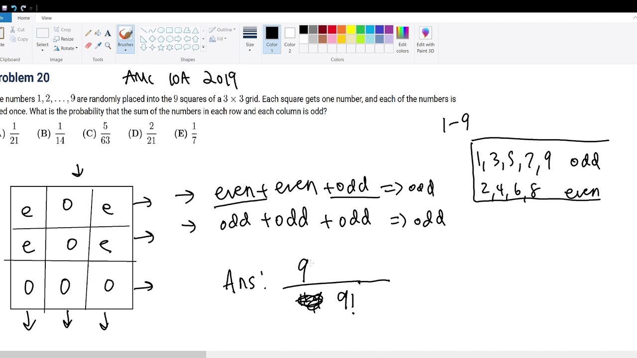 Amc 10a 2019 Problem 20 Youtube