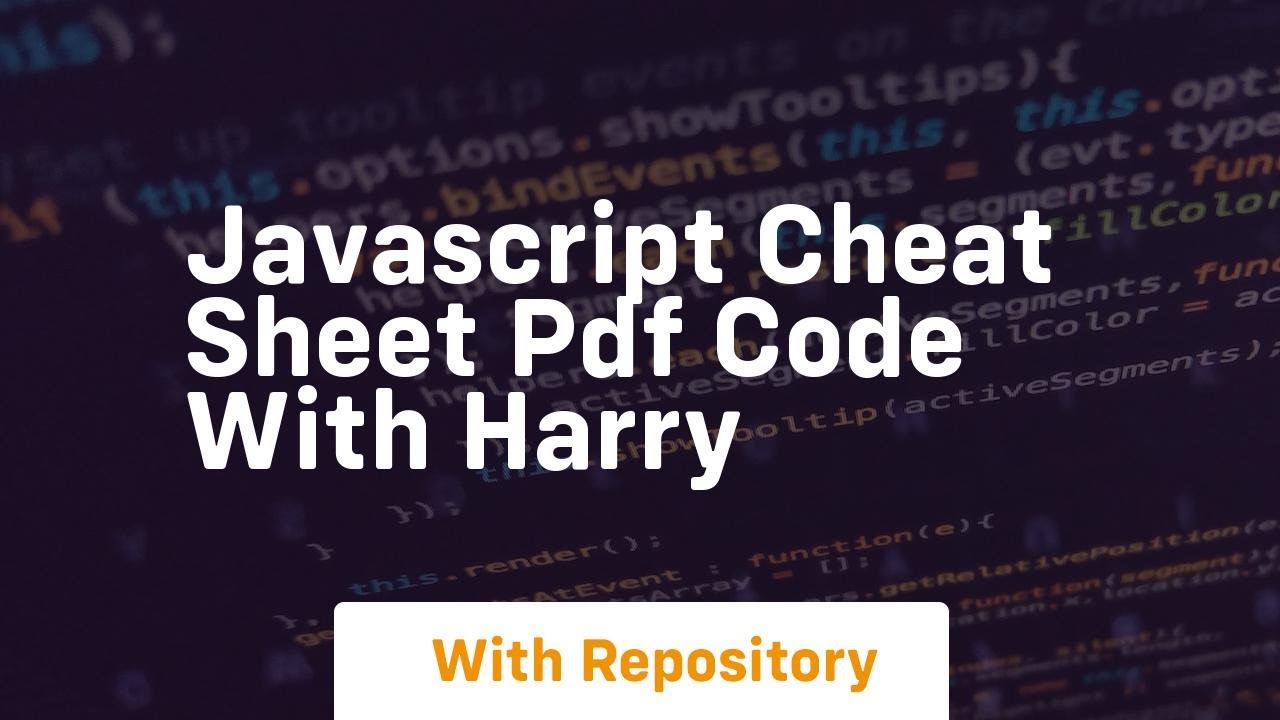 Javascript Cheat Sheet Pdf Code With Harry Youtube