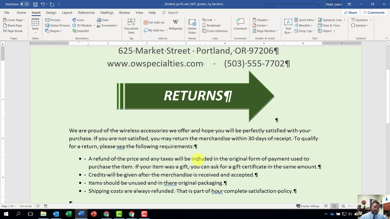 Old Cgs 1570 Word 2016 Chapter 7 Grader Project Walkthrough Youtube