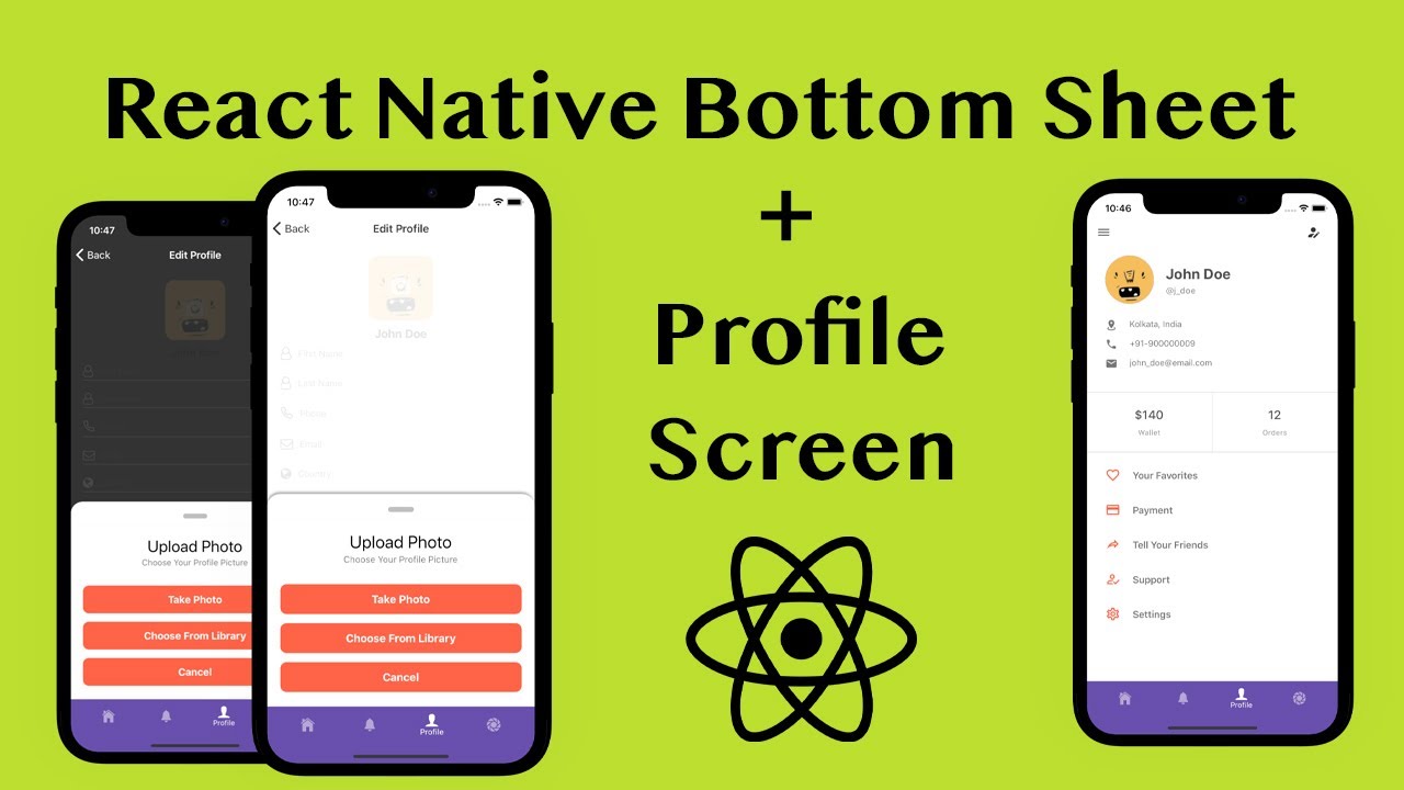 React Native Bottom Sheet Tutorial With Profile Screen Youtube