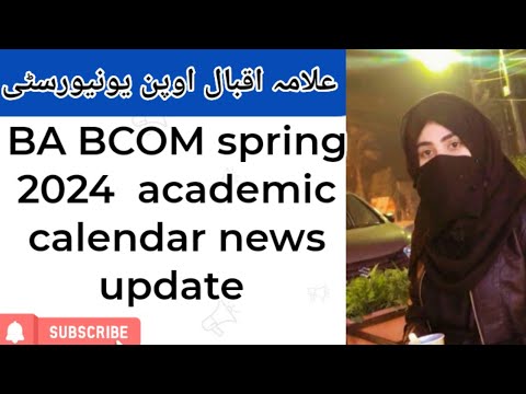 Academic Calendar Spring 2024 Ba Bcom Aiou Youtube