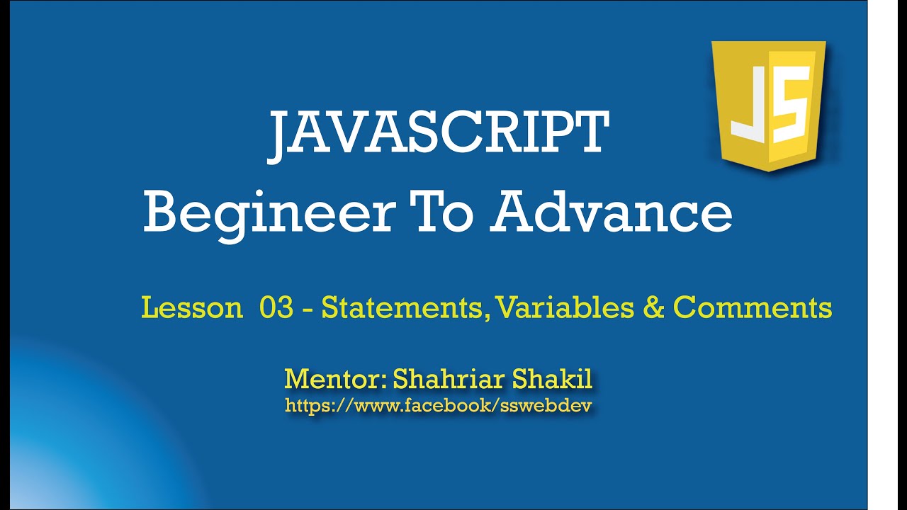 Lesson 03 Javascript Statements Variables And Comments Youtube