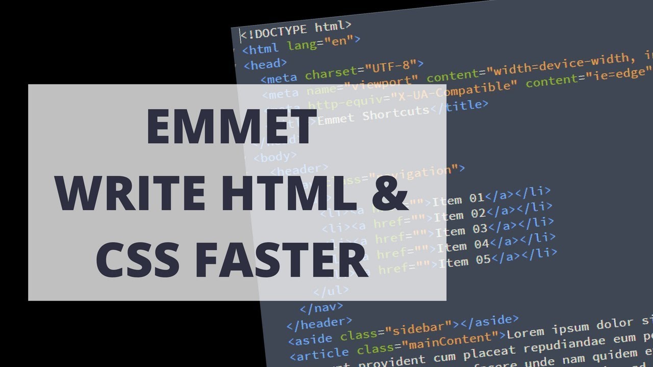 Write Faster Html And Css With Emmet Youtube