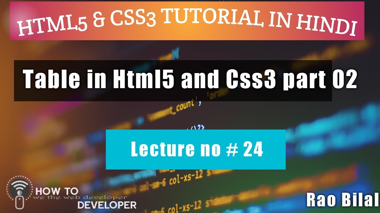 24 Html5 Css3 Tutorials In Urdu Hindi Table Part 02 Full Info With