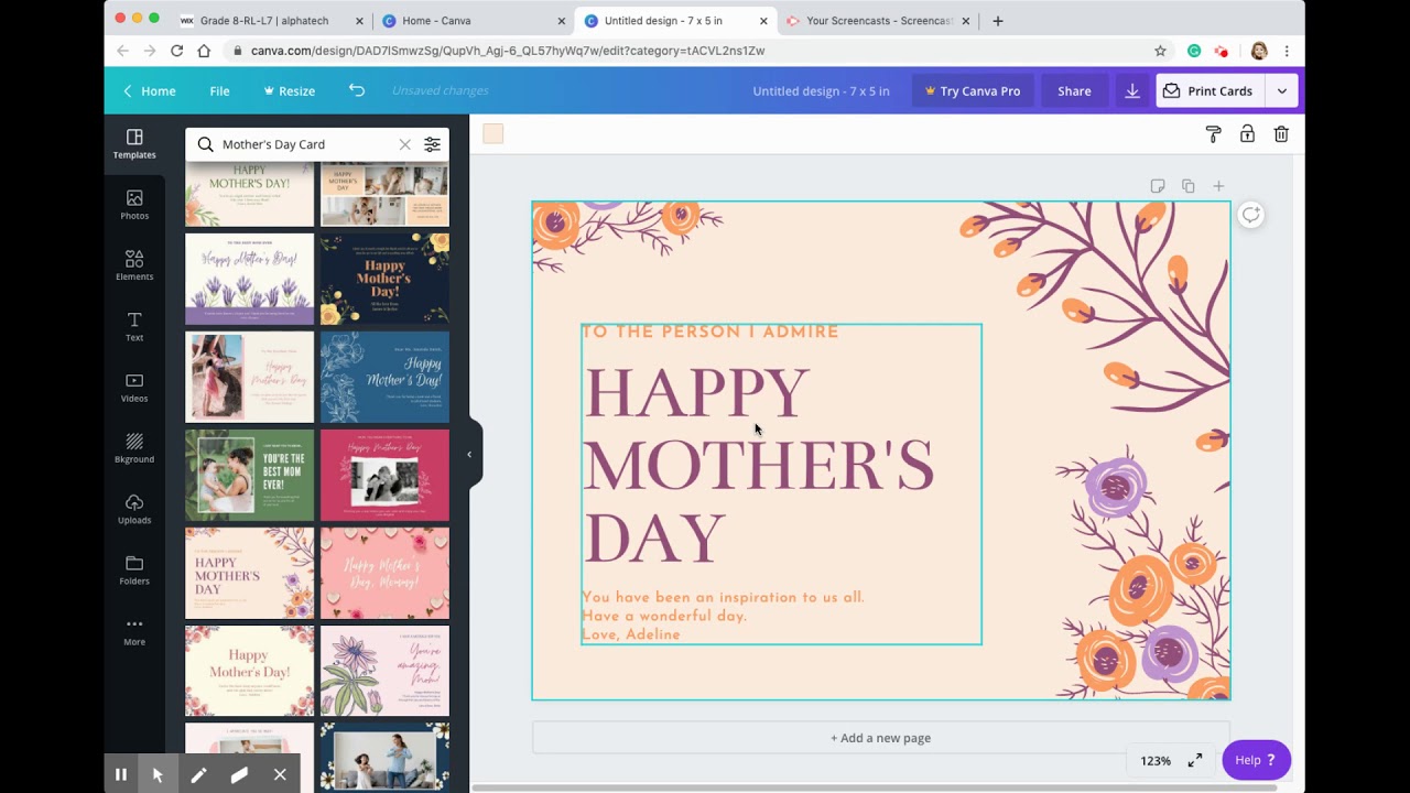 Creating A Mother S Day Card In Canva Youtube