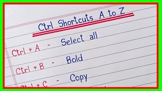 Ctrl A To Z Shortcut Keys Ctrl Shortcut Keys A To Z Computer Shortcut ...