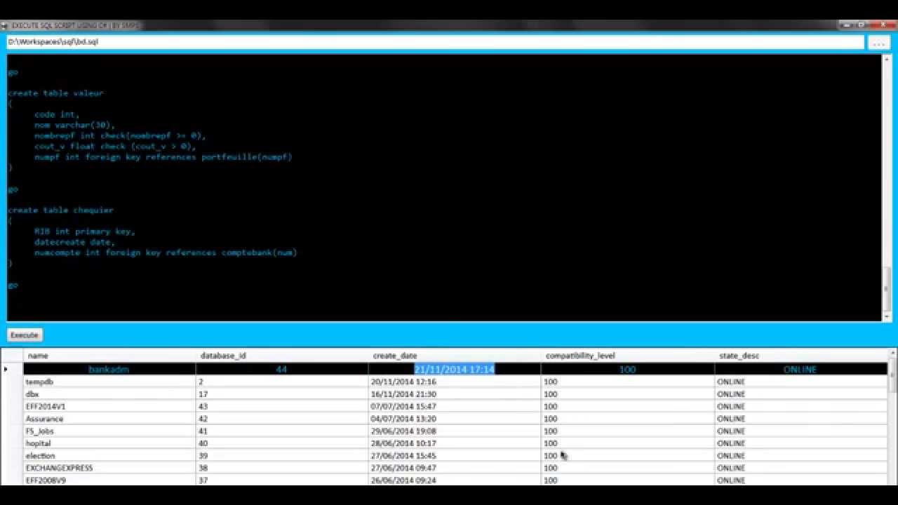 C Execute Sql Script Using Csharp Application Youtube