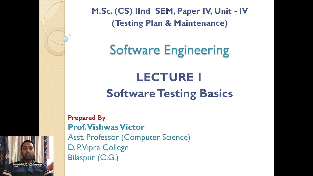 Lecture 1 Software Testing Basics Youtube