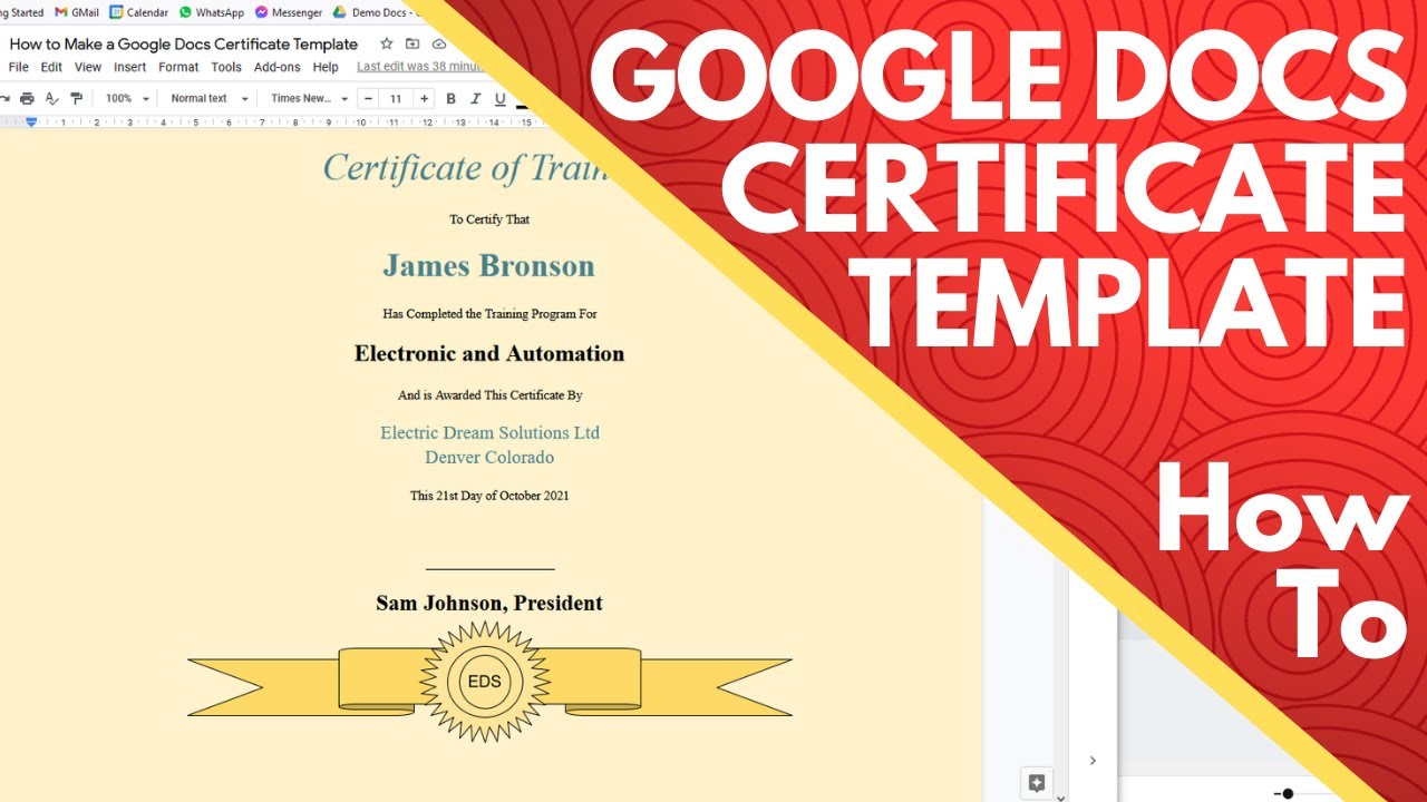 How To Make A Google Docs Certificate Template Youtube
