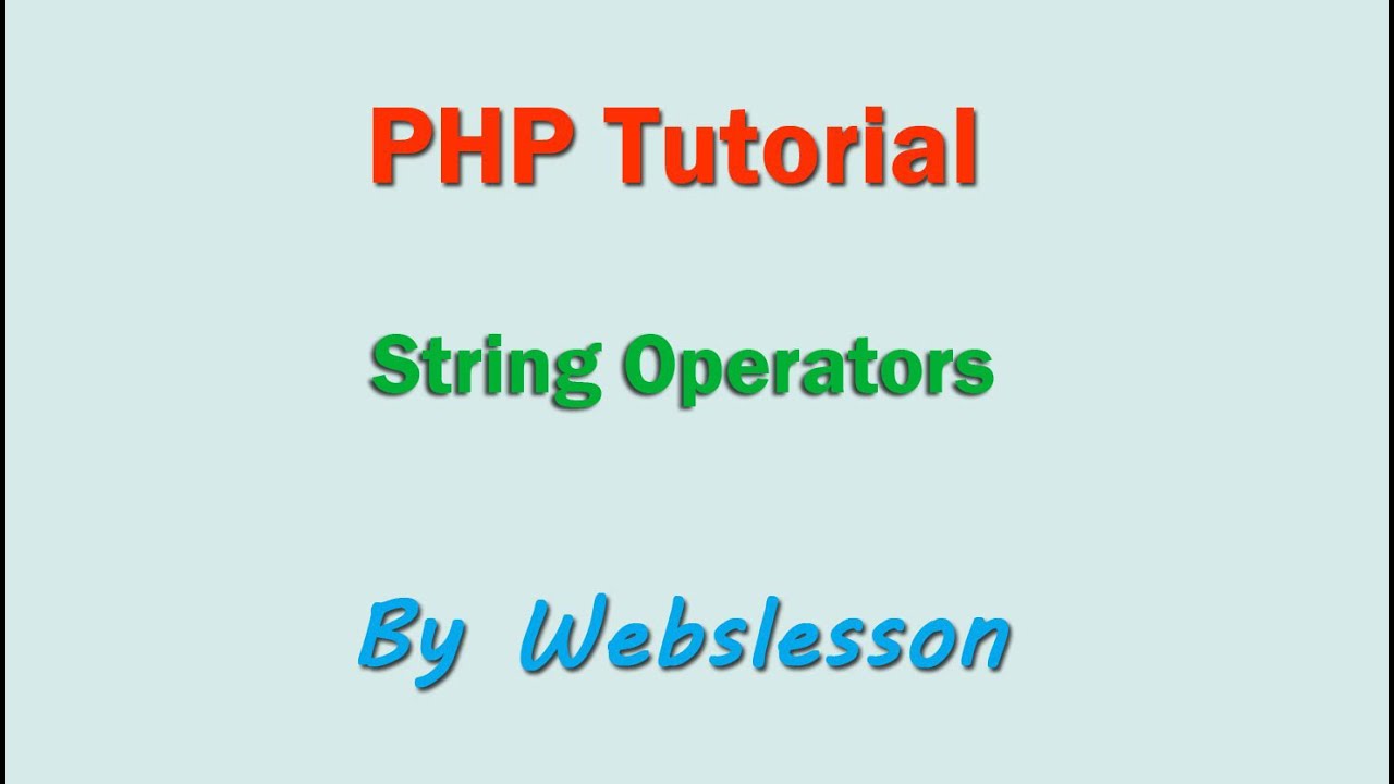 String Operators Php Beginner Tutorial Youtube