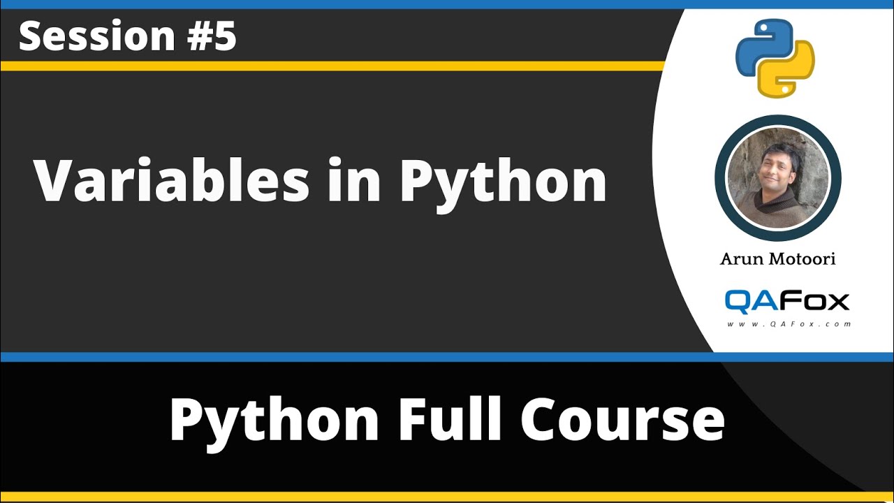 Variables In Python Python Tutorial Part 5 Youtube
